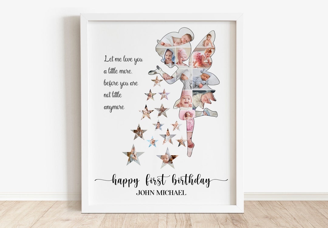 Personalized Baby Photo Collage: Angel 1st Birthday Gift (digital ...
