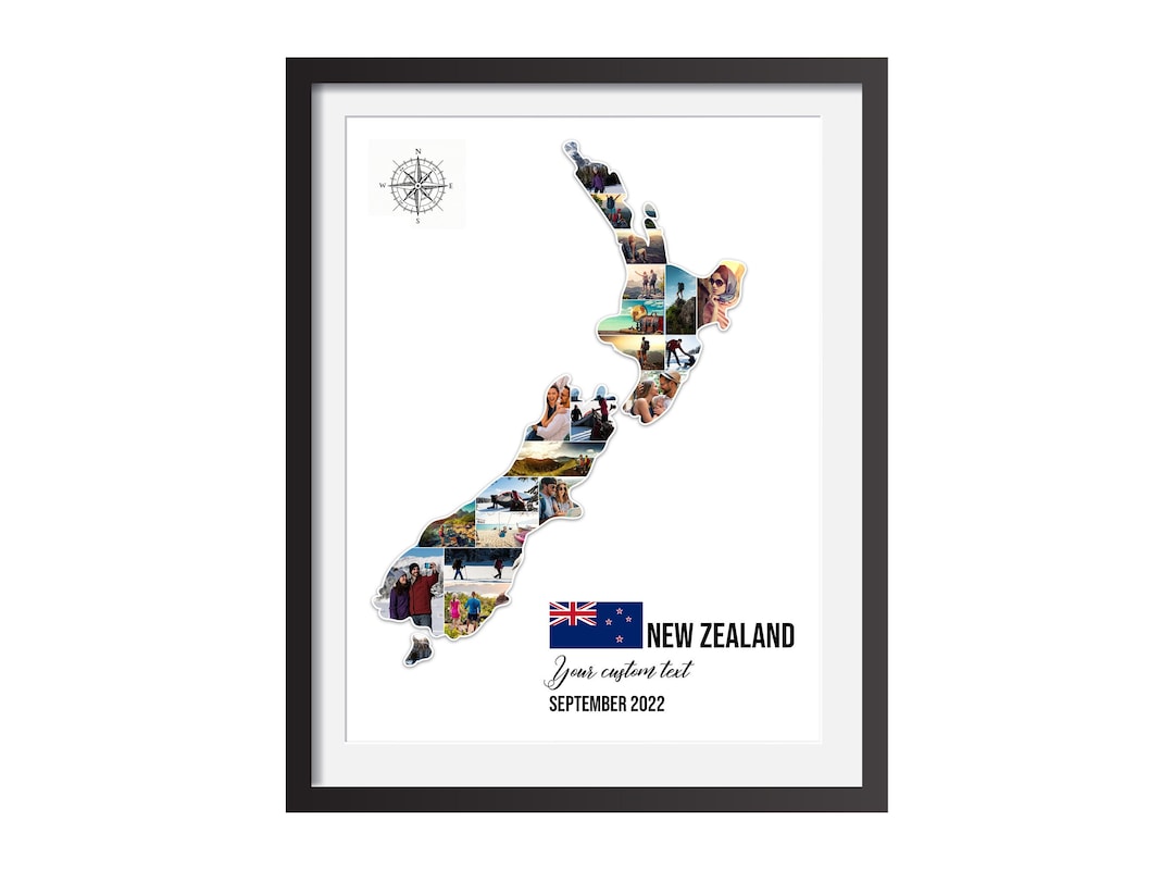 Personalized New Zealand Map Photo Collage: Travel Souvenir (digital ...