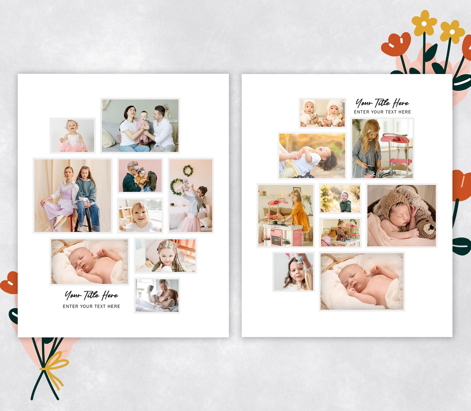 Photo Collage Templates in 16x20 Two Photoshop | Etsy