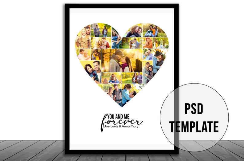 Heart Photo Collage Templates Love Collage Digital Photo - Etsy India