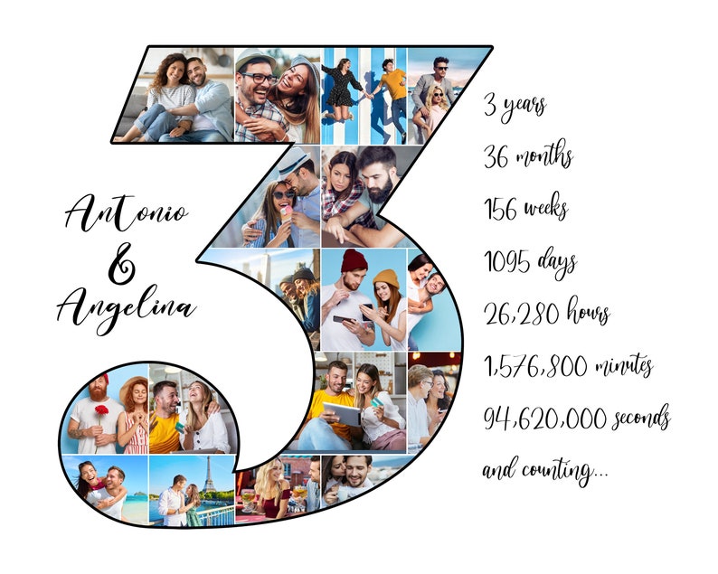 Collage de fotos para el tercer aniversario: Plantilla número tres (PSD ...