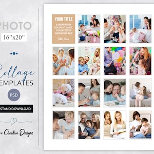 16x20 Collage Template, Photoshop Photography Template, Family Photo ...