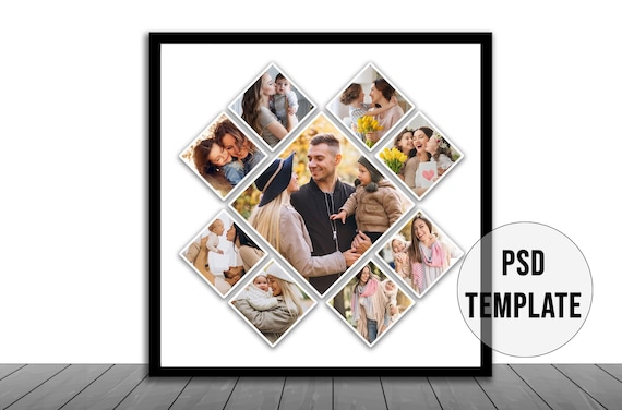 Photo Collage Template in Diamond Shape Photography Portfolio - Etsy