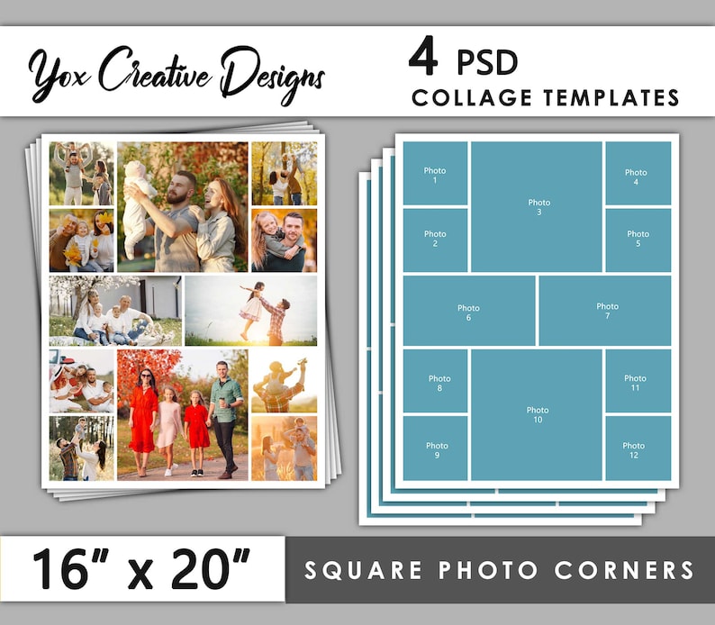 16 X 20 Photo Collage Templates Portfolio Design - Etsy
