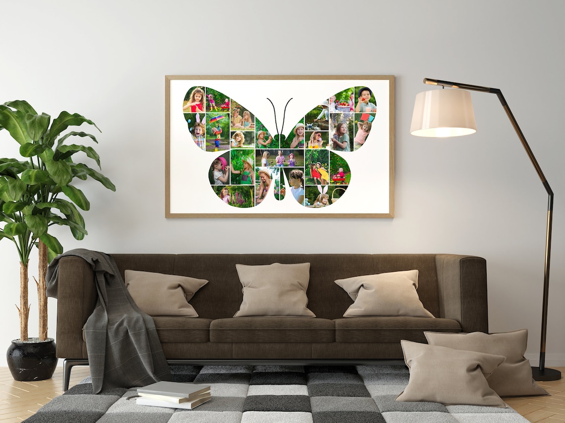 Butterfly Shape Photo Collage Template 12"x16", Scrapbook Template, PSD ...