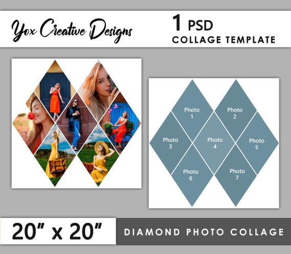 20 x 20 Digital Photo Diamond Collage Template | Etsy