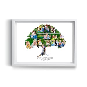 Tree Shape Photo Collage Template, Family Tree, Our Happy Family ...
