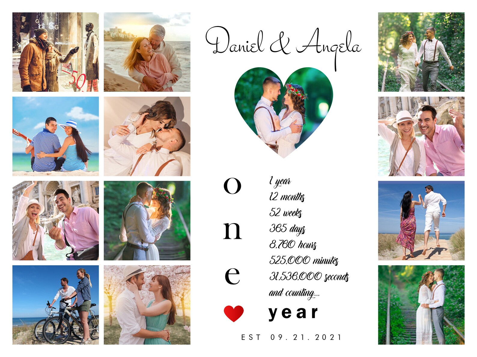 Personalize 1st Anniversary Photo Collage 1 Year Collage Gift - Etsy