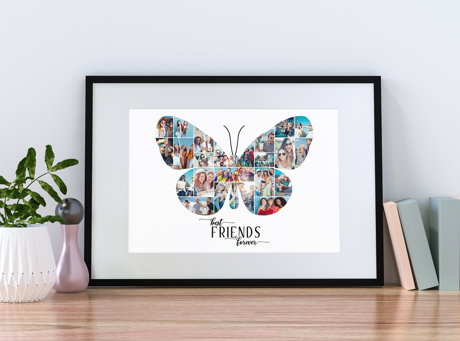 Best Friends Photo Collage Template Butterfly Shape Best - Etsy India
