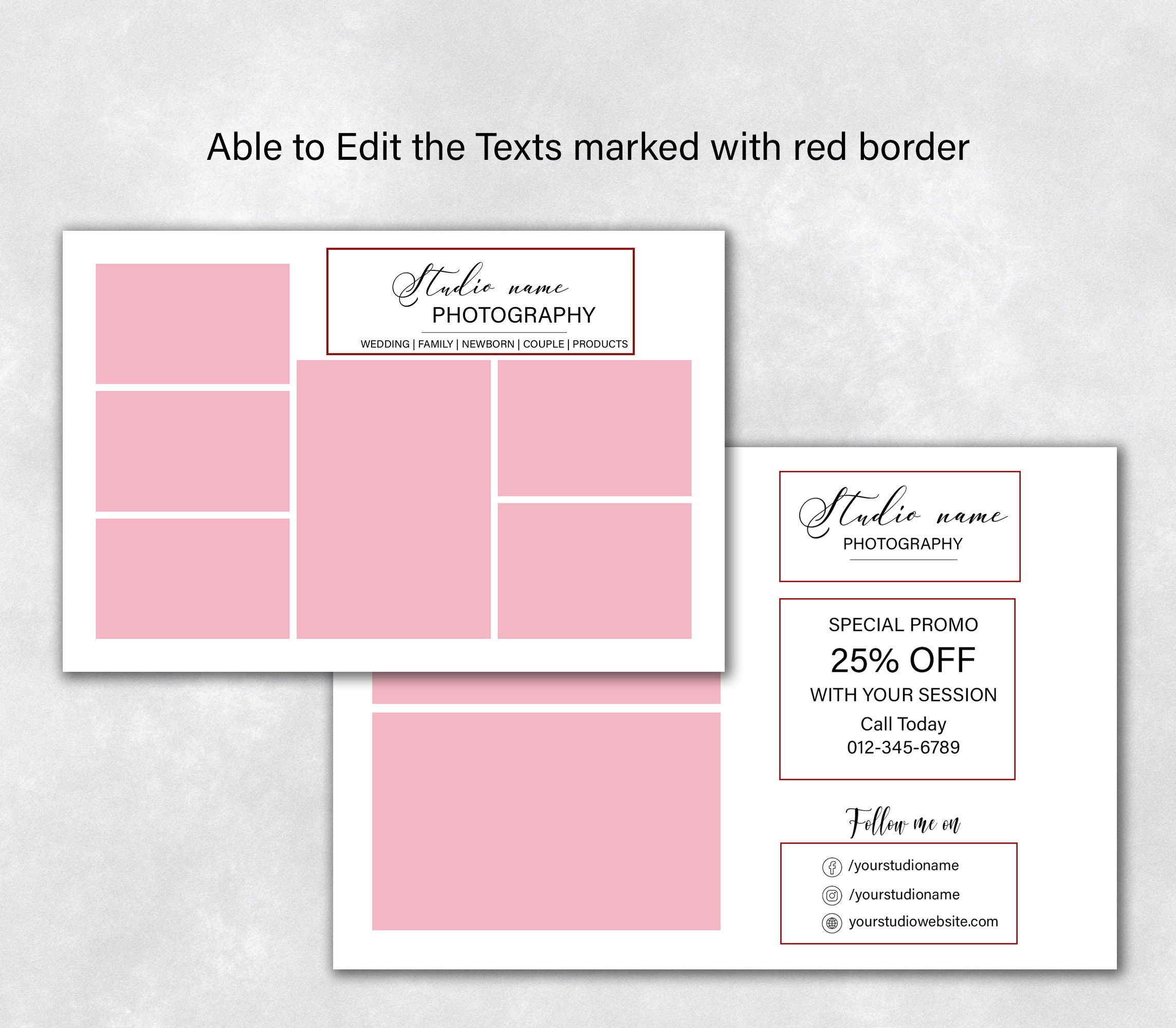 Photography Promo Card Template: Double Sided Photo Collage (6x4 ...