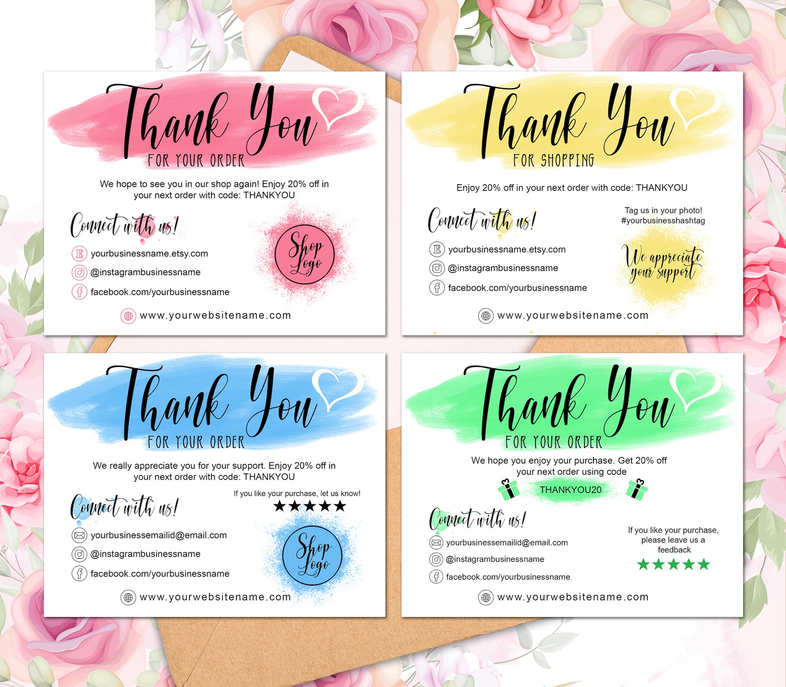 Thank You for Your Order Card Templates PSD Photoshop | Etsy