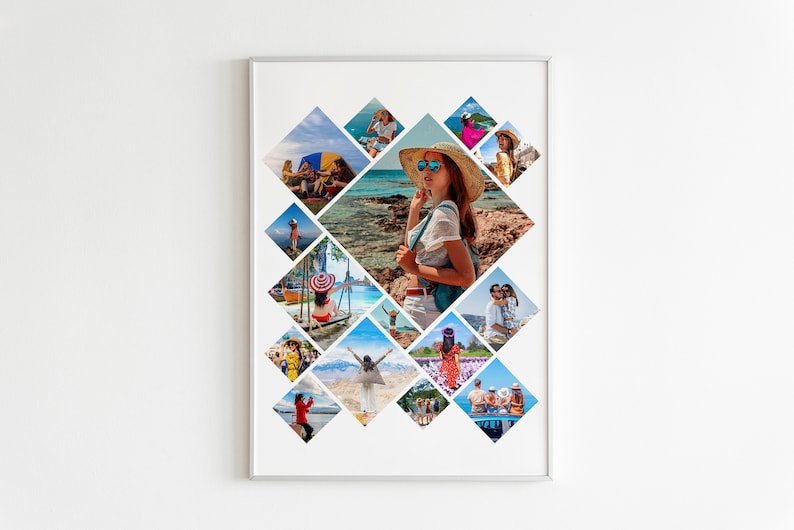 Photo Collage Template in Diamond Shape, Personalized Gift Collage ...