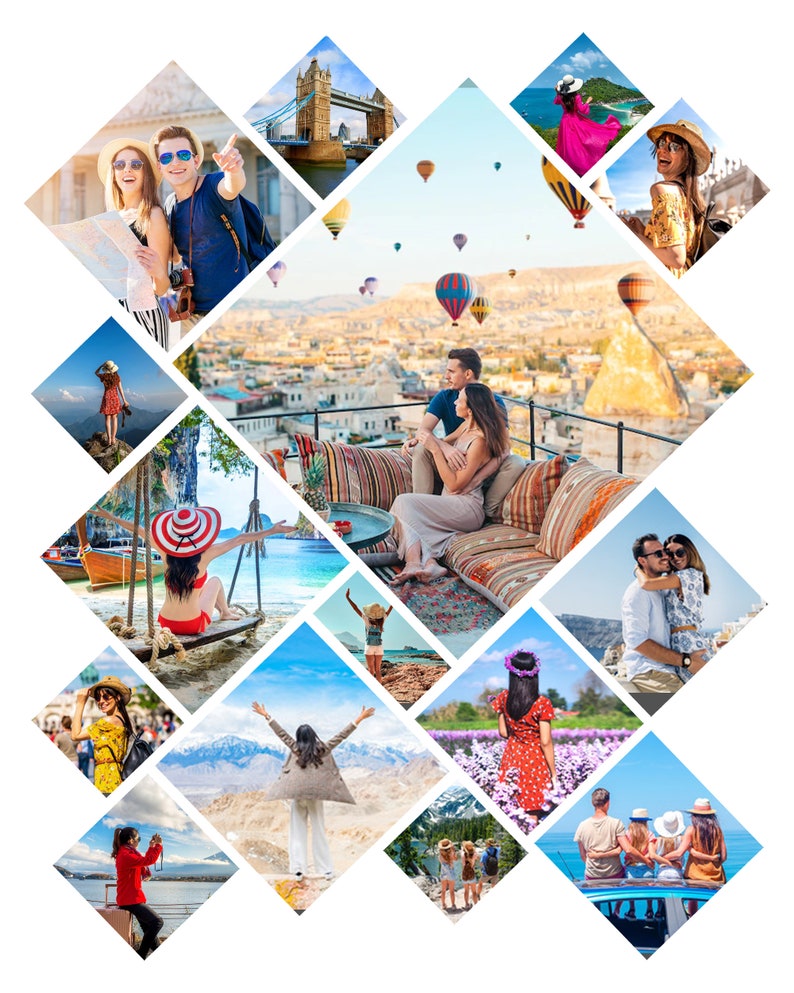 Photo Collage Template in Diamond Shape Personalized Gift - Etsy India