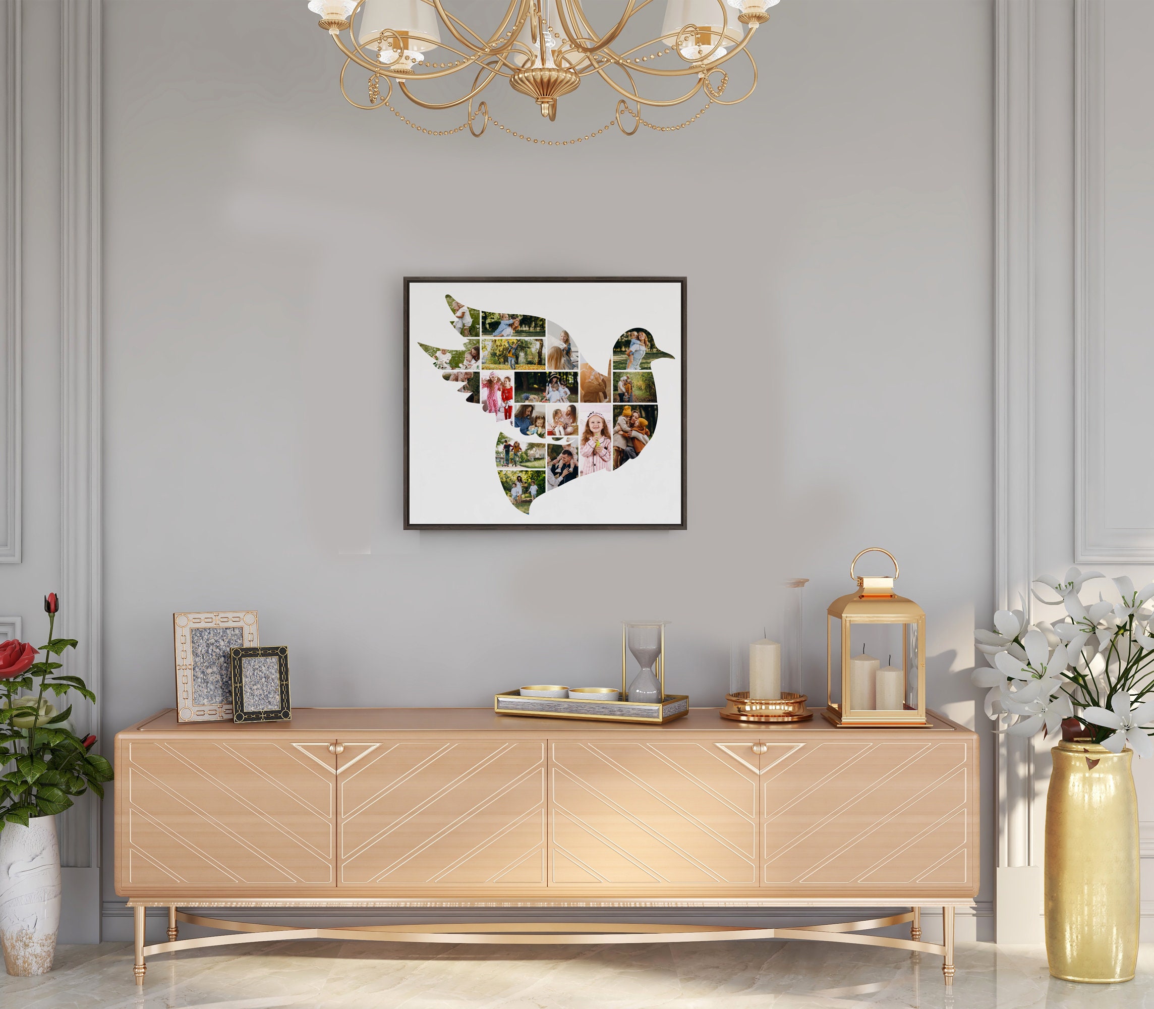 Photo Collage Template 20x20 Bird Shape - Etsy India