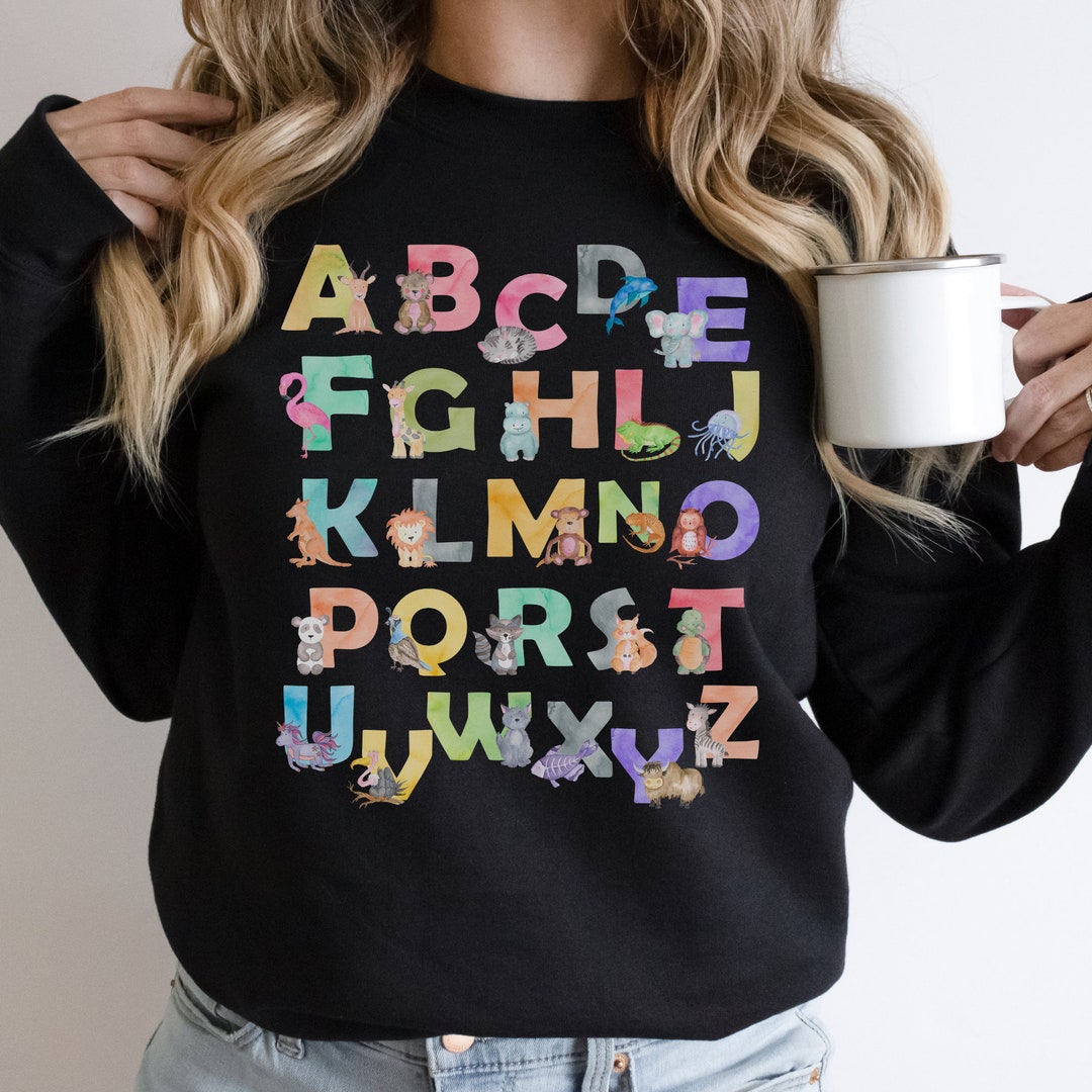 Kindergarten Teacher Sweatshirt, Alphabet Sweatshirt, Preschool Teacher ...