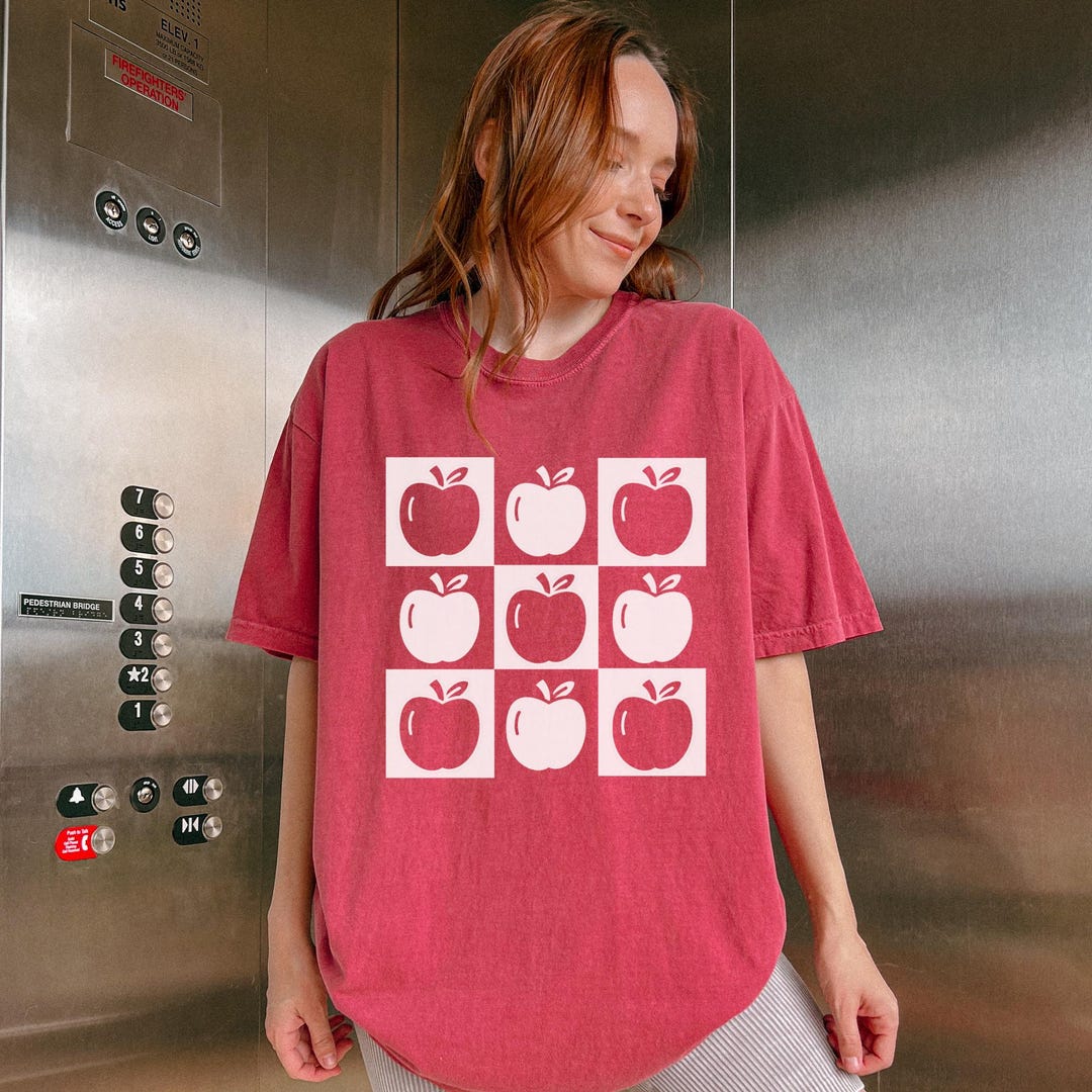 Checkered Apple Shirt, Teacher Apple Shirt, Retro Apples Shirt, Comfort ...