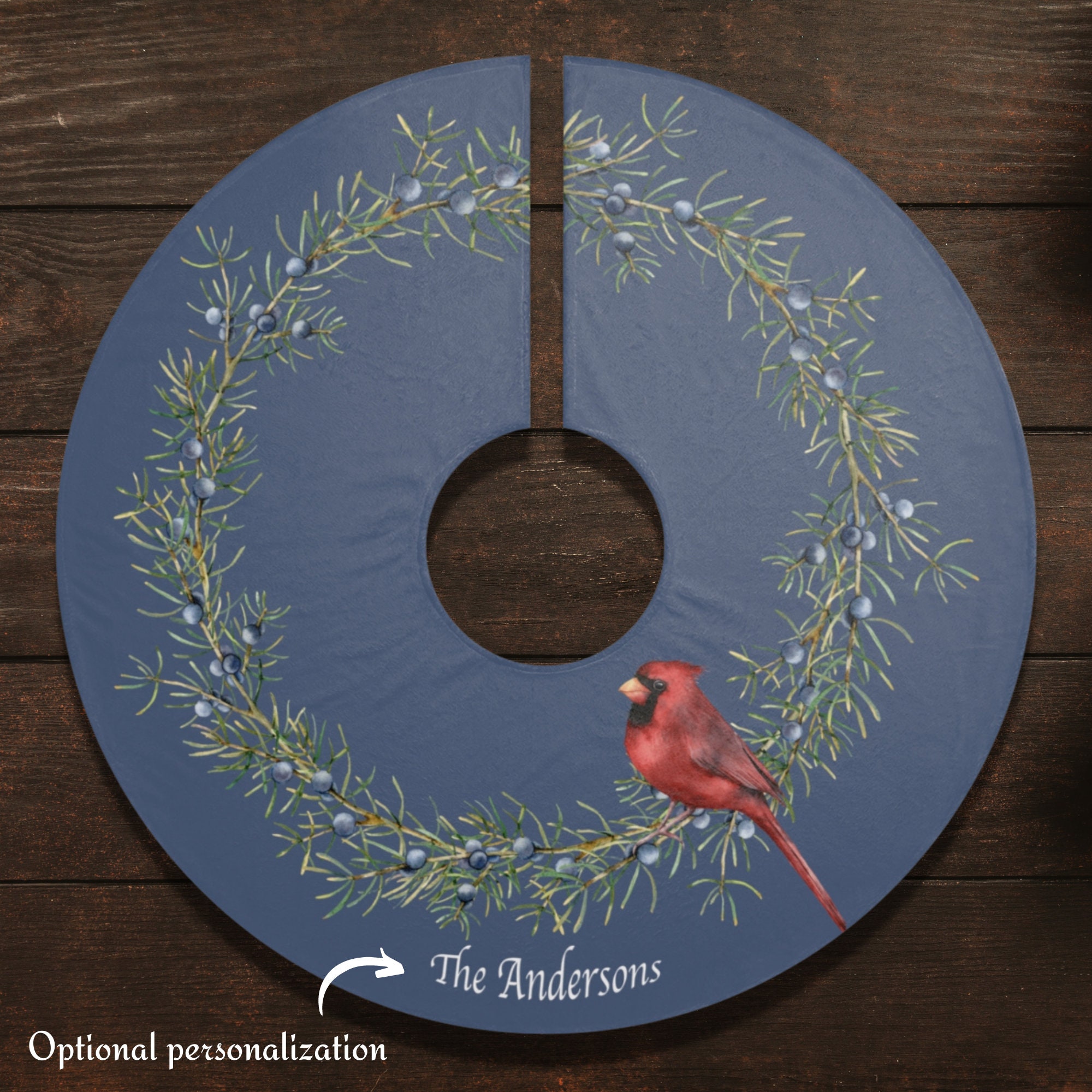 Personalized Christmas Tree Skirt Cardinal, Christmas Cardinal Xmas ...