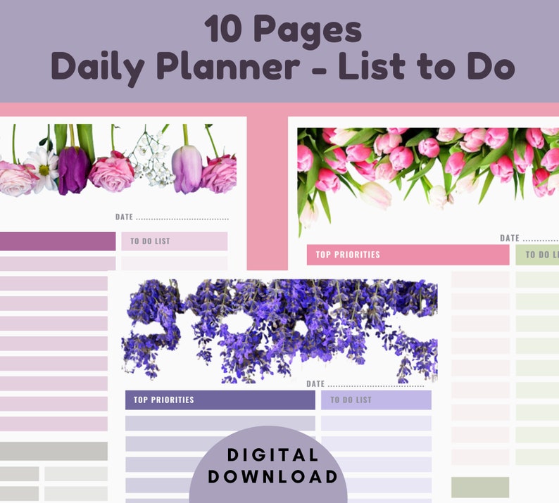 Cute Daily Planner Printable Landscape, Top Priorities, to Do List ...