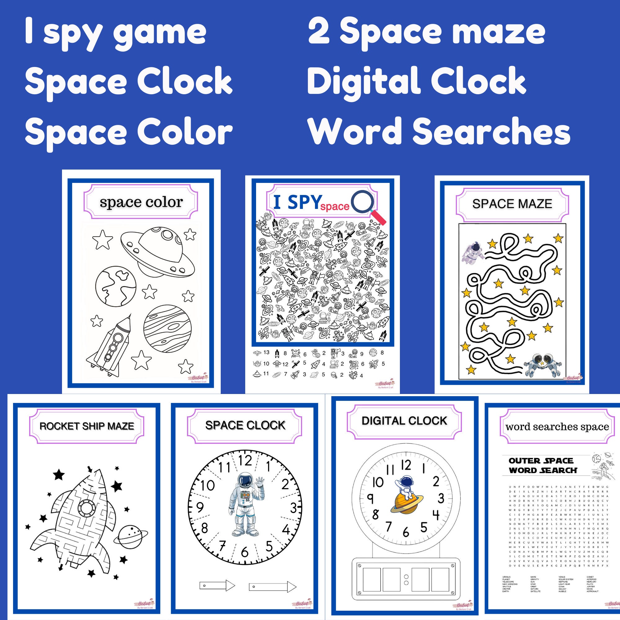 7 Pages Space Activity, Road Trip Activity, School Game and Activity ...