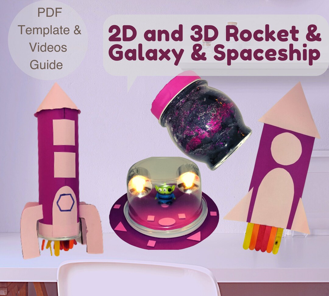 4in1 2D and 3D Shapes Rocket Template Galaxy and Spaceship - Etsy UK