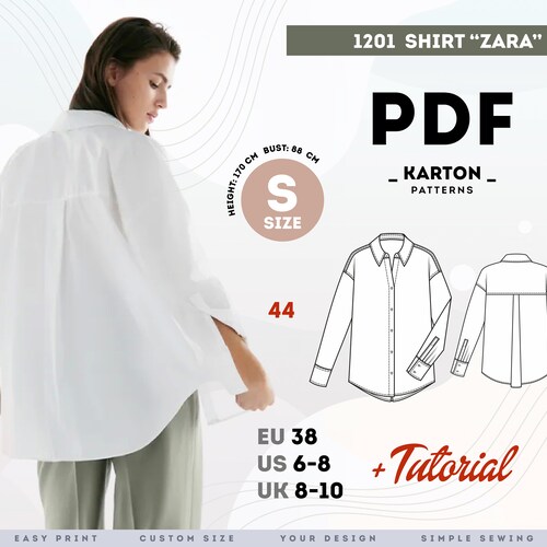 Cornell Shirt Digital Sewing Pattern - Etsy Canada