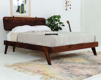 Solid Walnut Bed - Etsy