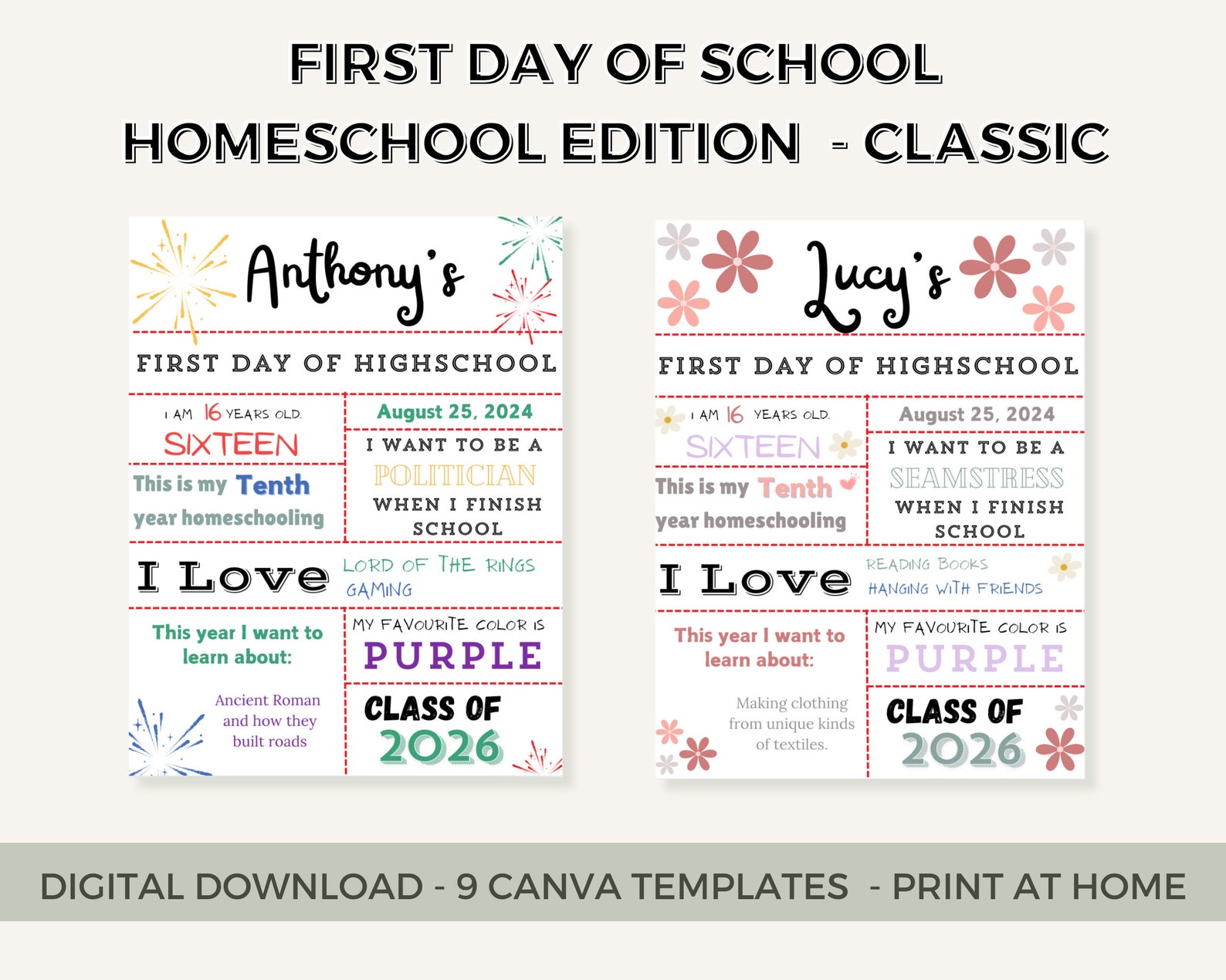 HOMESCHOOL Editable Back to School Sign, Printable First Day of School ...