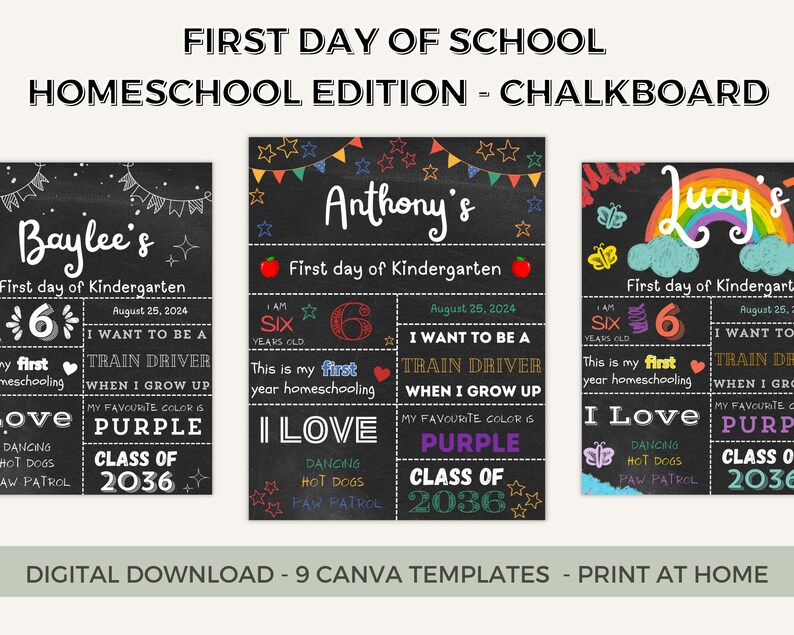 HOMESCHOOL Editable Back to School Sign, Printable First Day of School ...
