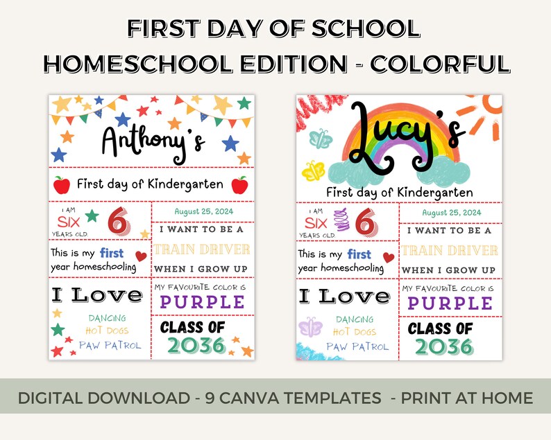 HOMESCHOOL Editable Back to School Sign, Printable First Day of School ...