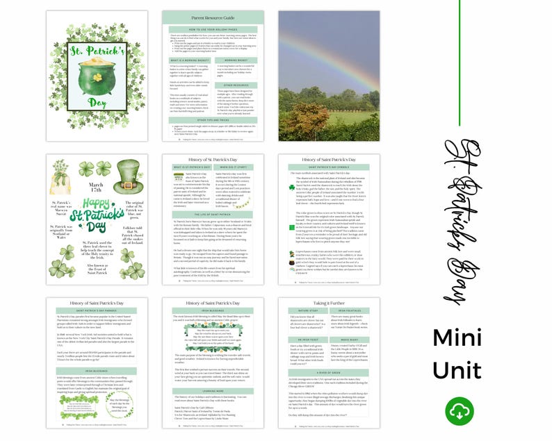 St Patrick's Day Mini Unit Study | Homeschool Printable (digital ...