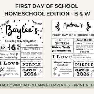 HOMESCHOOL Editable Back to School Sign, Printable First Day of School ...
