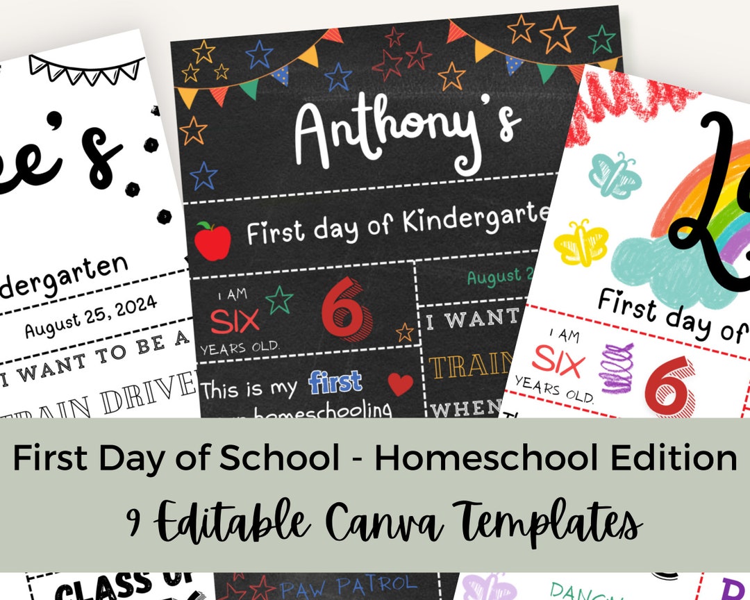 HOMESCHOOL Editable Back to School Sign, Printable First Day of School ...