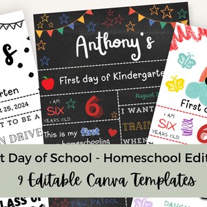 HOMESCHOOL Editable Back to School Sign, Printable First Day of School ...