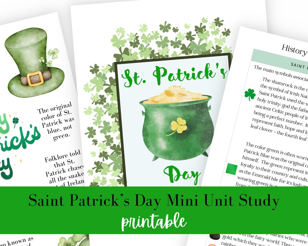 St Patrick's Day Mini Unit Study | Homeschool Printable (digital ...