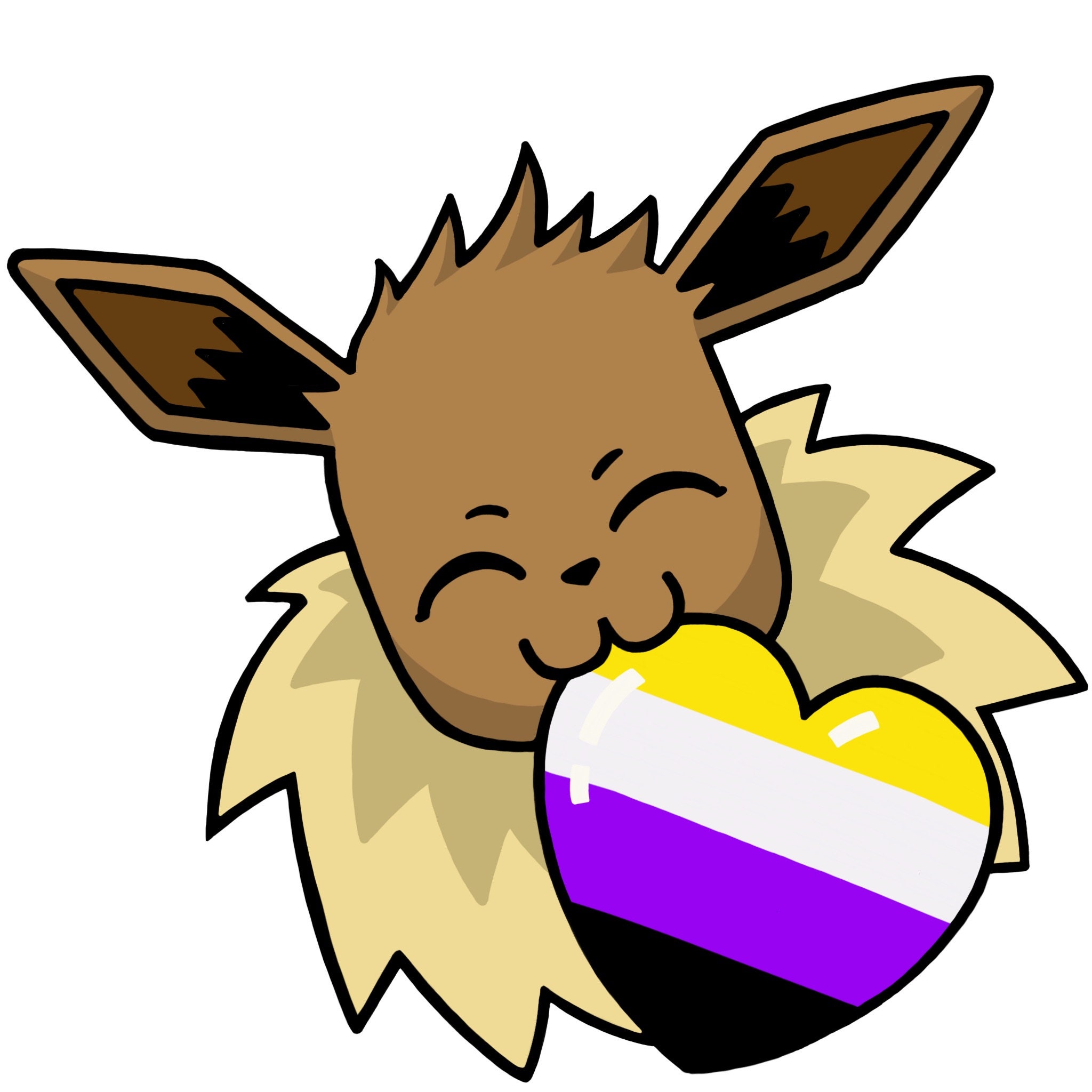 Eevee Non-Binary Pride Heart Emote | Etsy