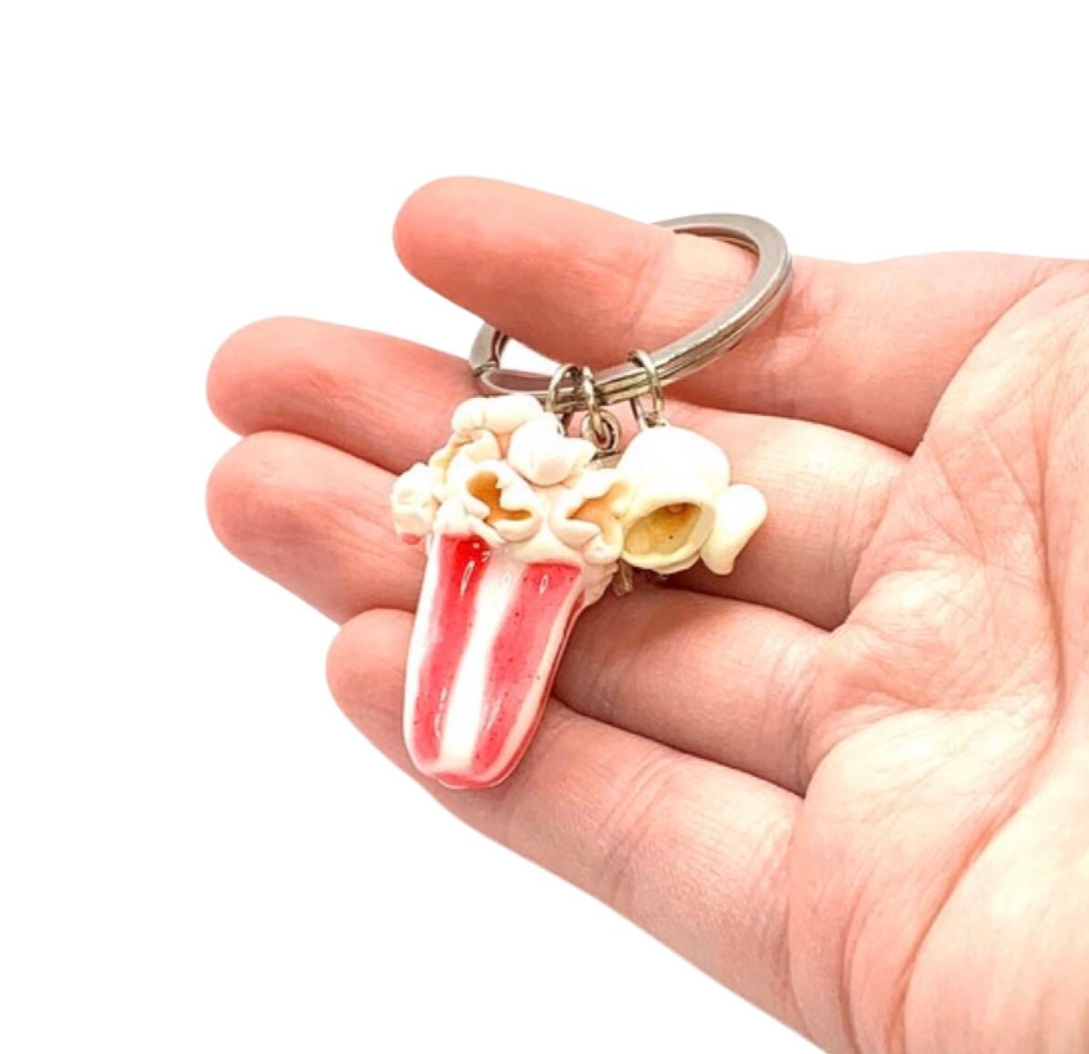Popcorn Keychain, Personalized Keychain, Foodie Gift, Popcorn Lover ...