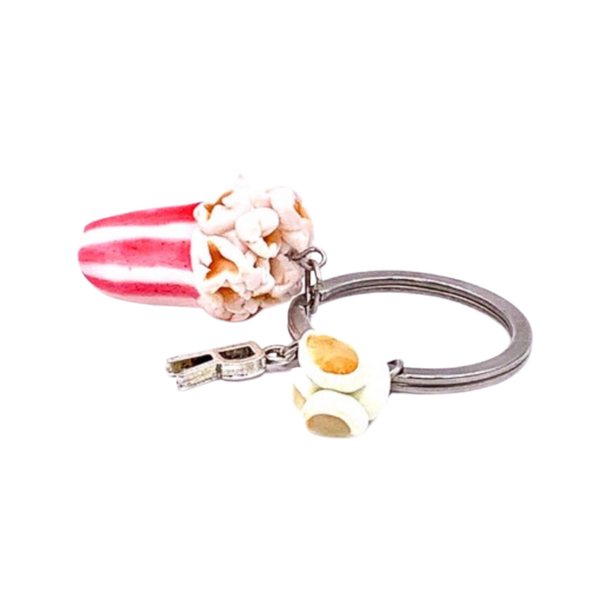 Popcorn Keychain, Personalized Keychain, Foodie Gift, Popcorn Lover ...