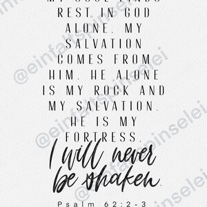 NEVER BE SHAKEN Psalm 62 Digital Poster - Etsy