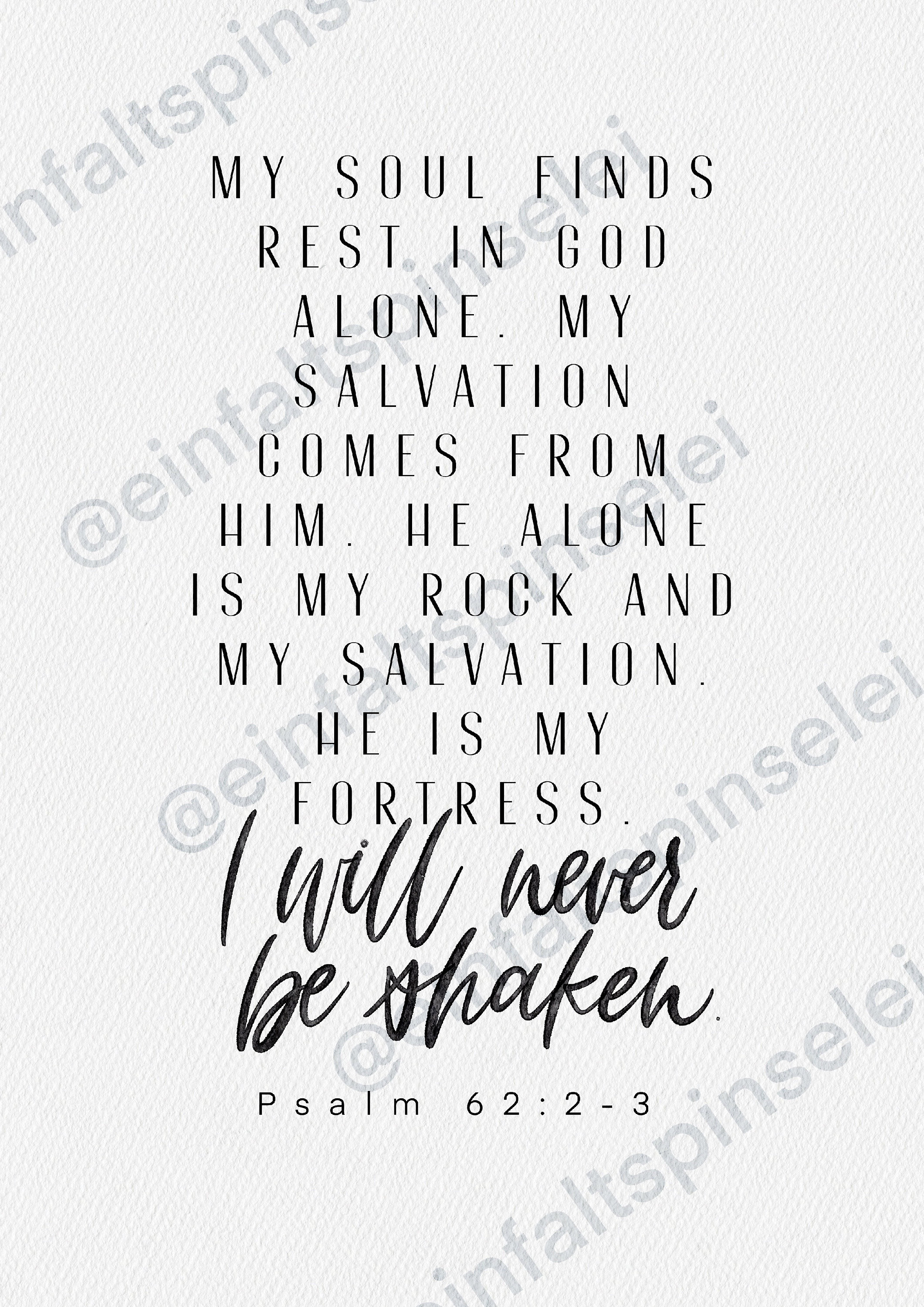 NEVER BE SHAKEN Psalm 62 Digital Poster - Etsy