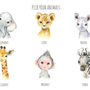 Safari Animal Initial Name Printset of 3personalised Nursery - Etsy UK