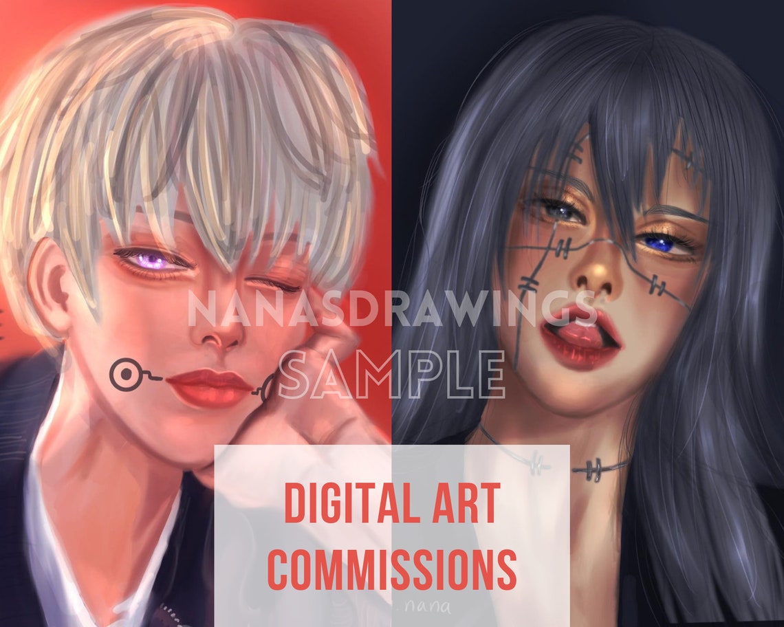 Semi Realistic Character Digital Art Commission Anime/Manga | Etsy