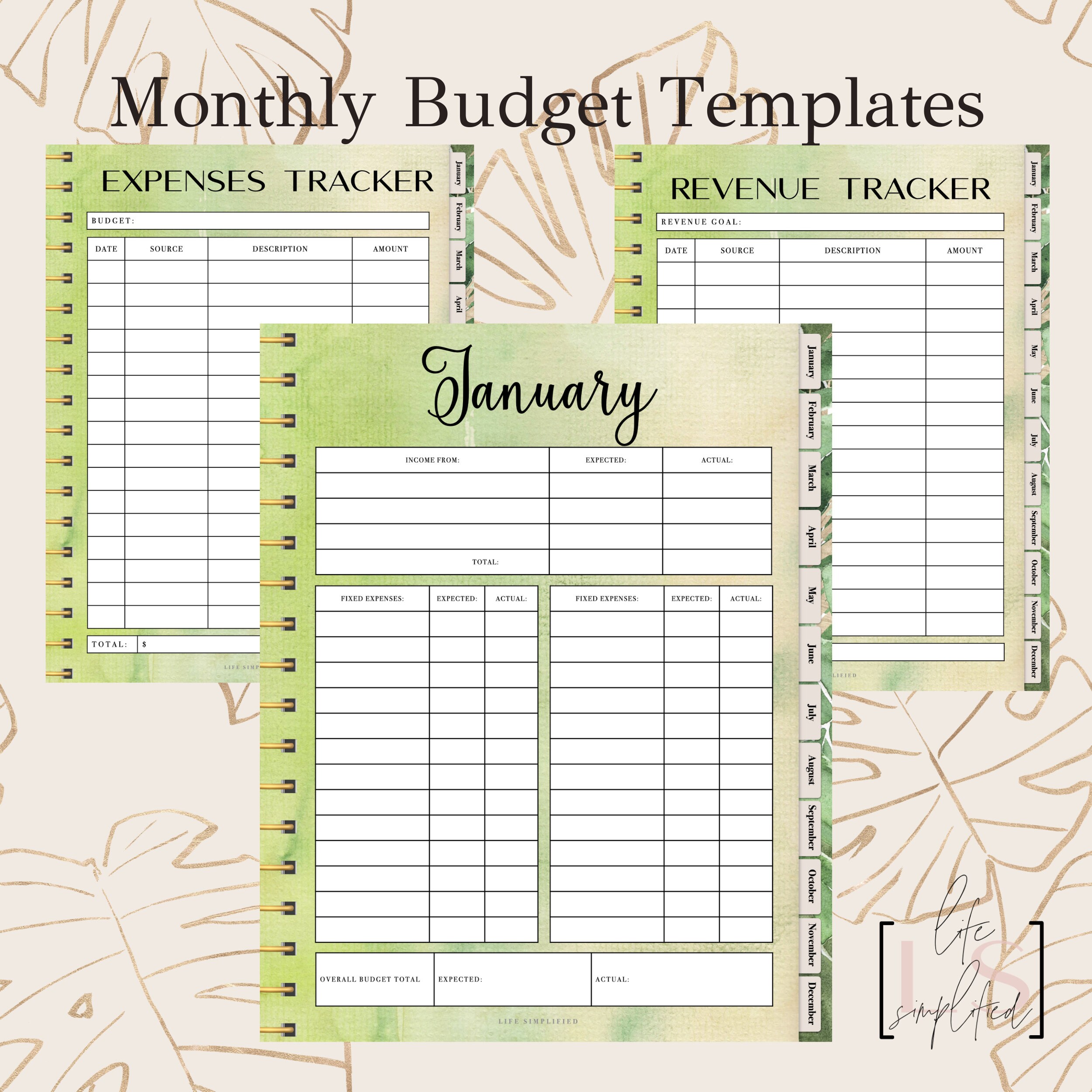 Monstera 12-month Digital Budget Planner for iPad With Monthly - Etsy
