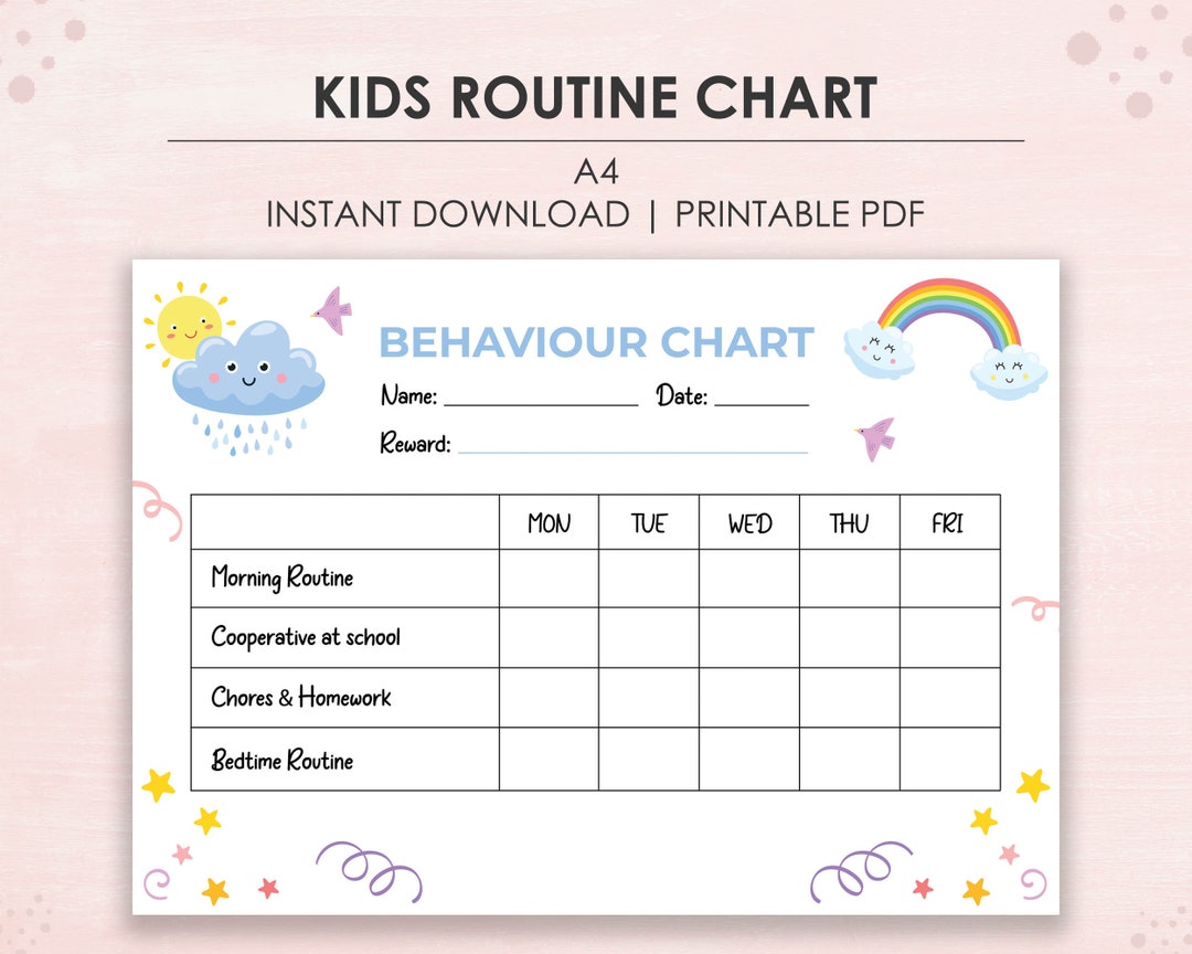 Morning & Evening Kids Routine Chart, Kids Routine, Behaviour Chart ...