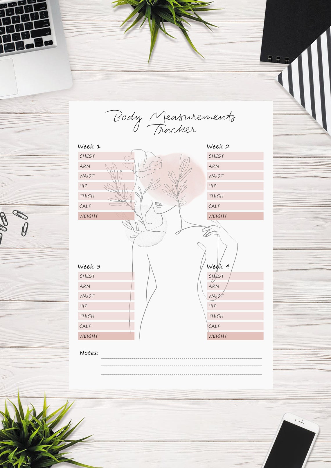 Body Measurement Tracker Printable Weight Measurement Chart | Etsy