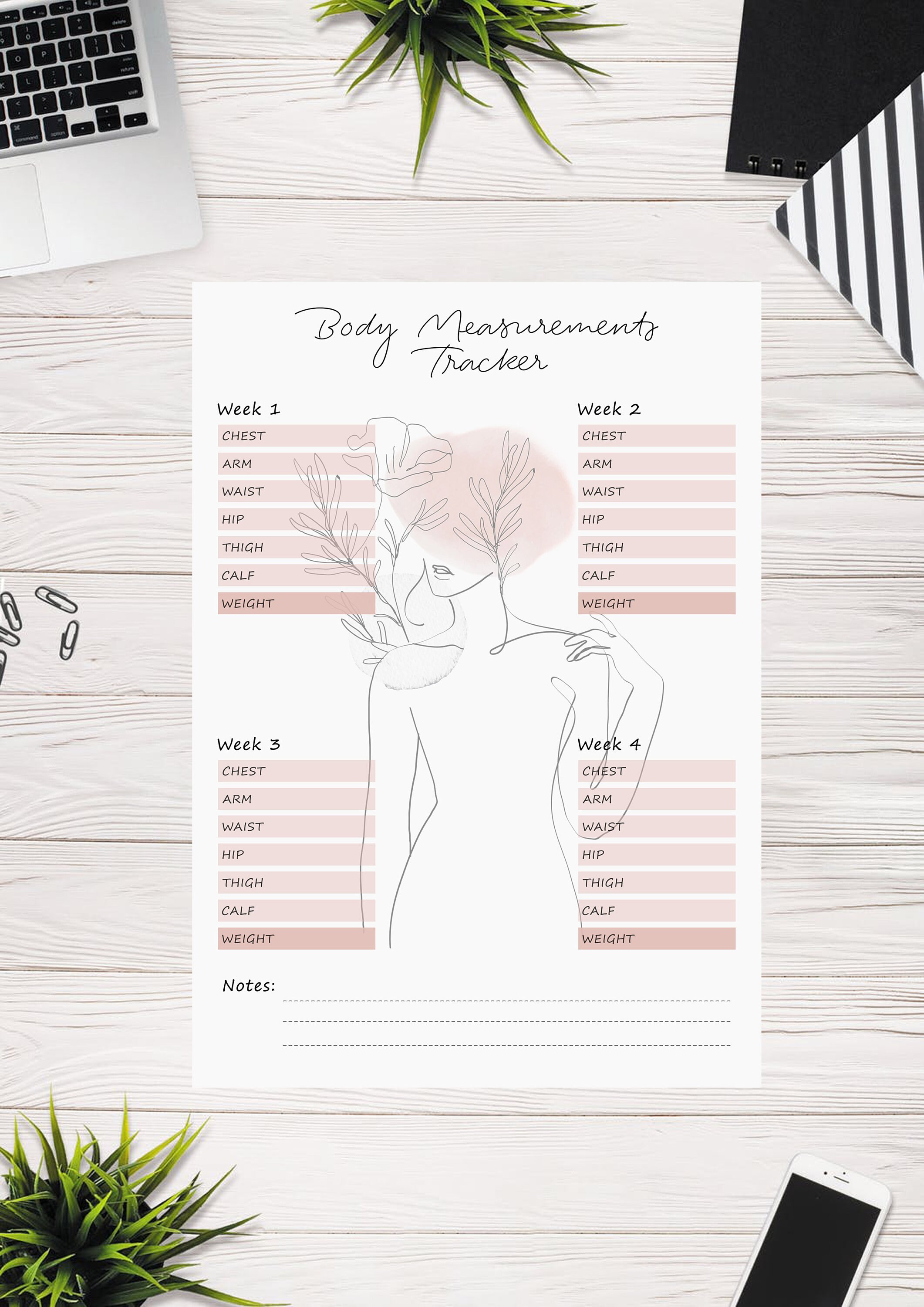 Body Measurement Tracker Printable Weight Measurement Chart - Etsy