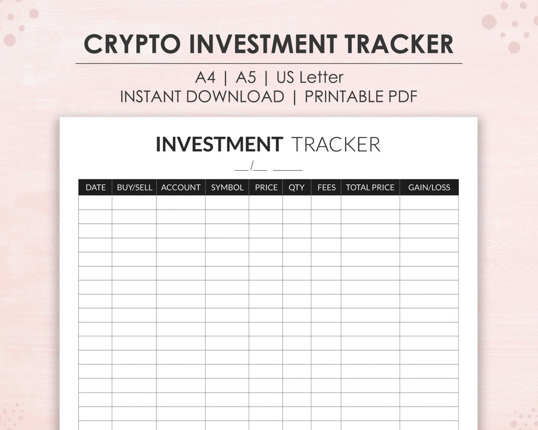 Crypto Investment Tracker Trading Log Digital Finance Portafolio ...