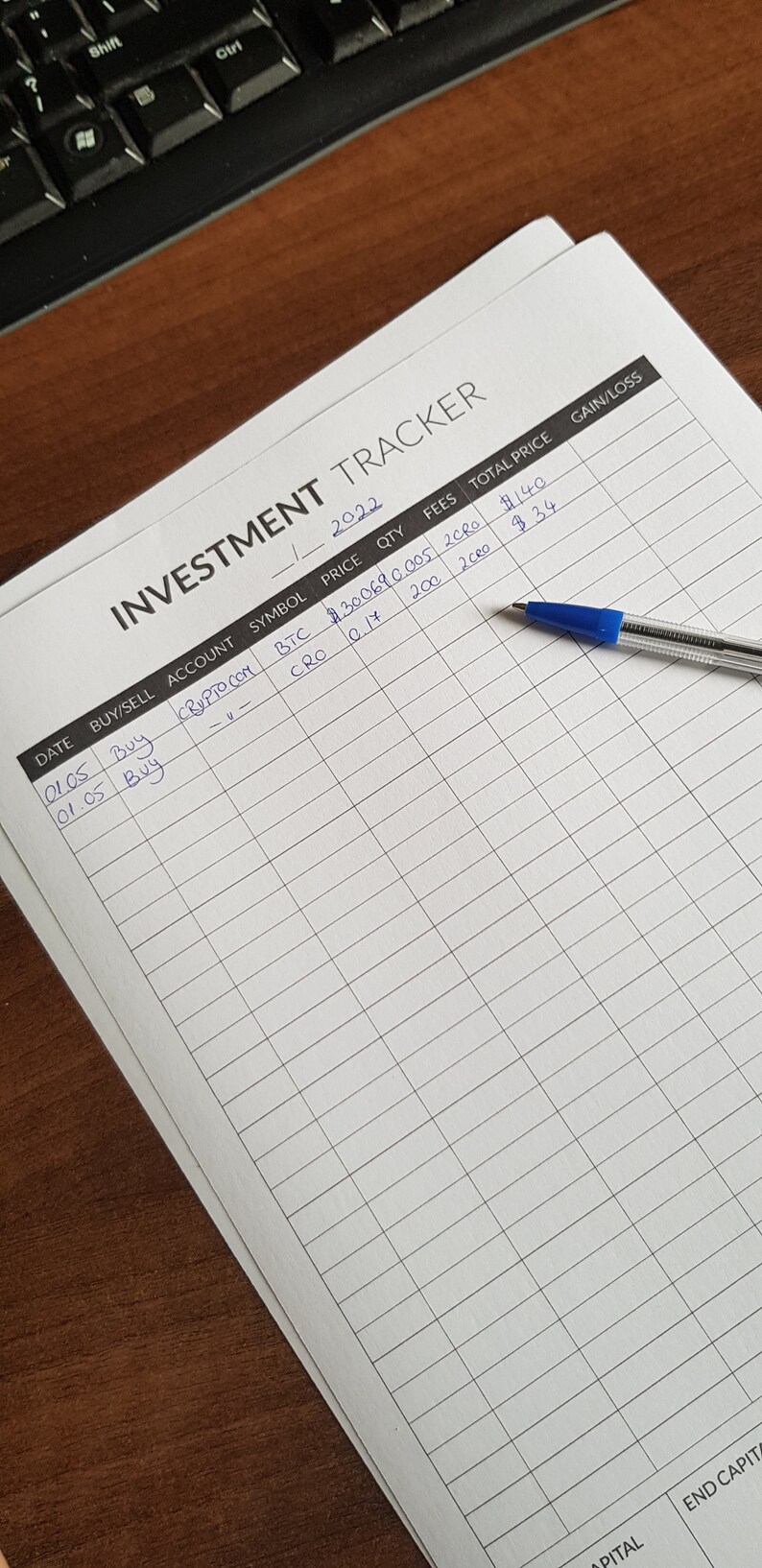 Crypto Investment Tracker Trading Log Digital Finance Portafolio ...