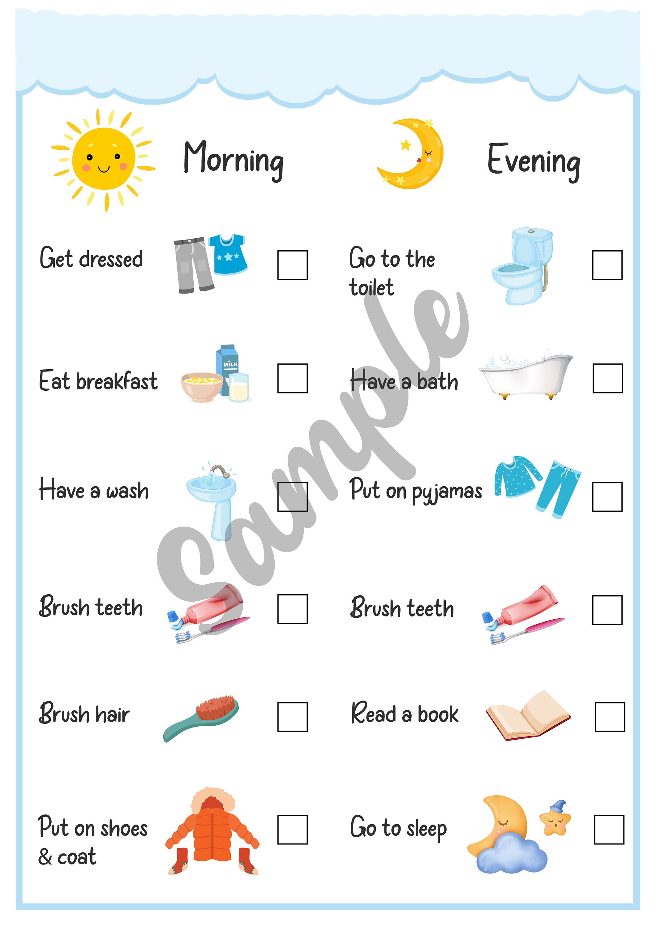 Morning & Evening Kids Routine Chart Kids Routine Behaviour - Etsy UK