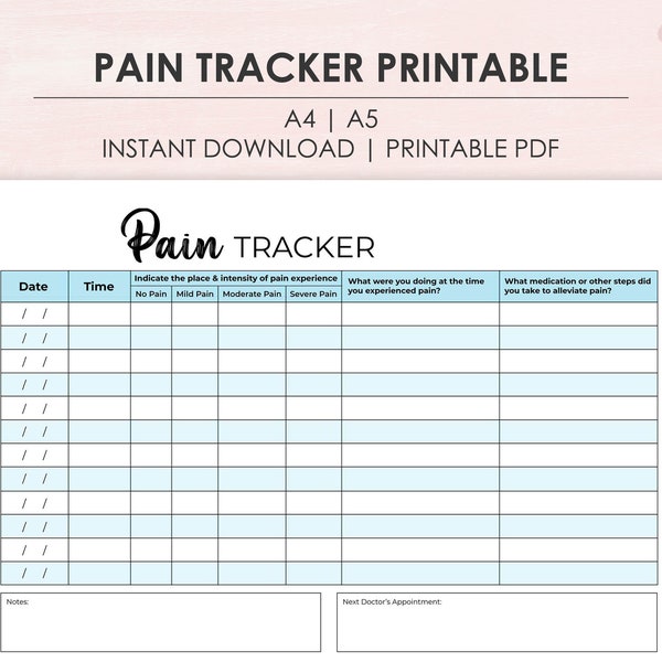 Printable Pain Log - Etsy