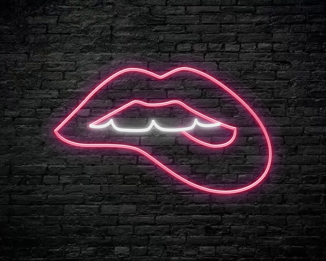 Bite Lips Neon Sign | Neon Sign | Room Decor | LED Neon Light| Neon Bar ...